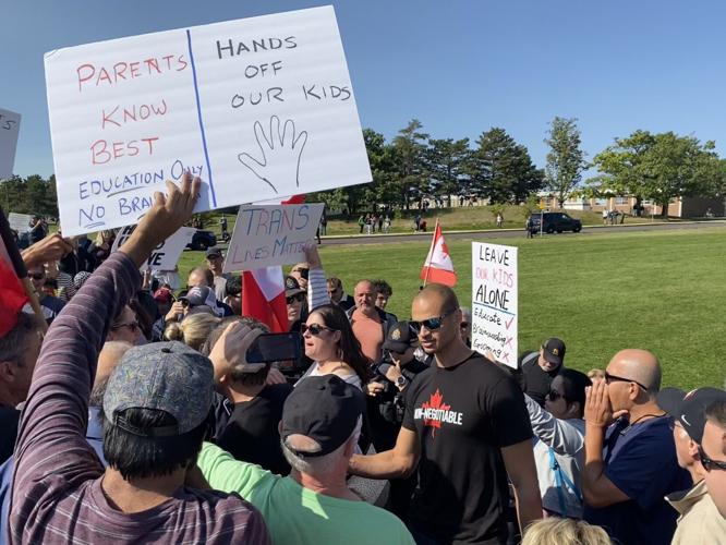 Protest, counterprotest draws over 1,000 in Burlington