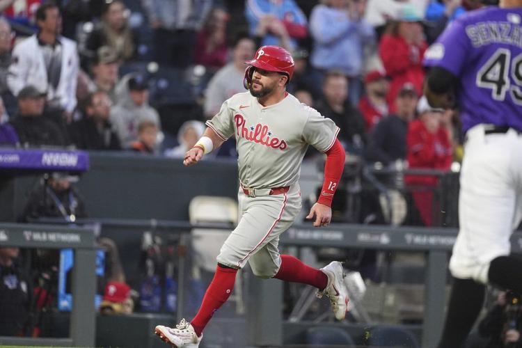 Kyle Schwarber, Bryce Harper help Phillies beat Rockies 7-4 for 5th straight victory
