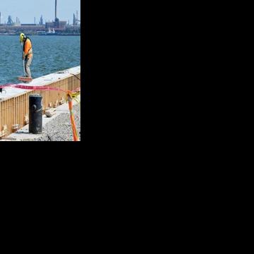 Working on the breakwall