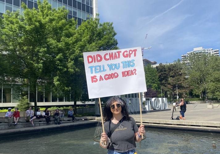 Hundreds gather to protest proposed AI data centre