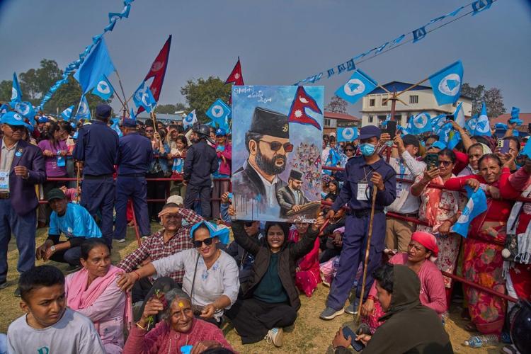 Photos of Nepali former rapper drawing crowds to his campaign for prime ...