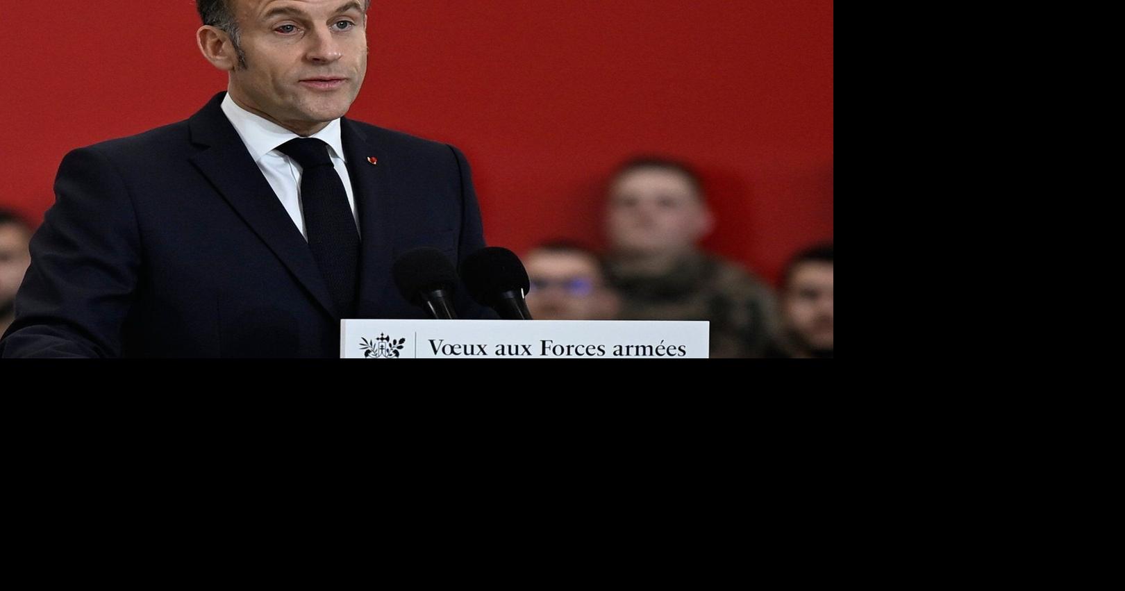 France's Macron laughs off 'harmless' eye condition as he addresses troops