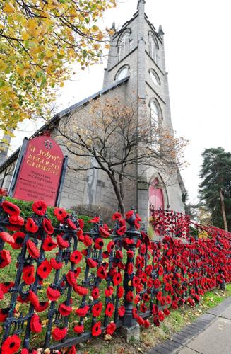 5,000 poppies drape Ancaster church for Remembrance Day