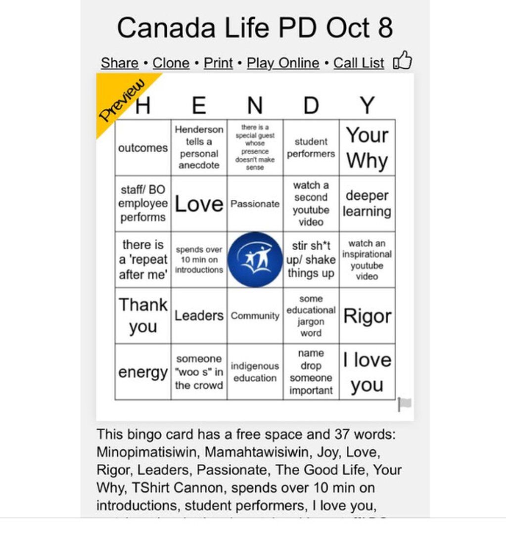 Bingo prank mocks inservice, takes aim at Indigenous education