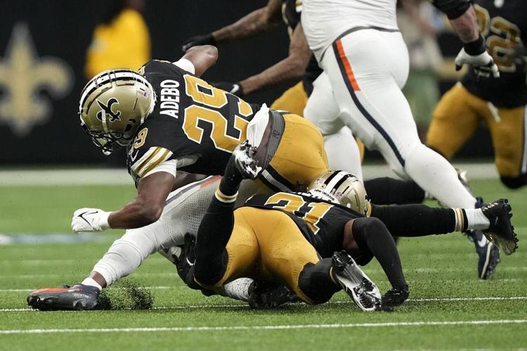 Saints cornerback Paulson Adebo breaks right femur in blowout loss to ...