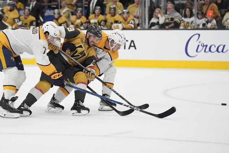 Noah Hanifin scores late goal to lift Golden Knights past Nashville 5-3 ...