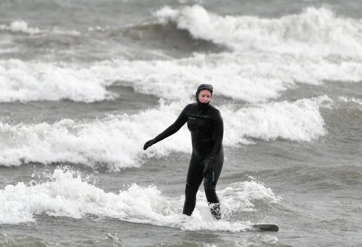 Surfing the pounding Lake Ontario waves