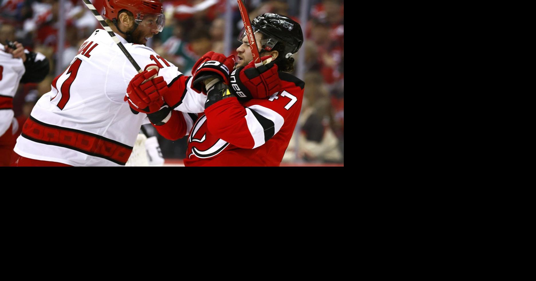 Simon Nemec scores in 2nd OT to lift Devils past Hurricanes 3-2 in Game 3