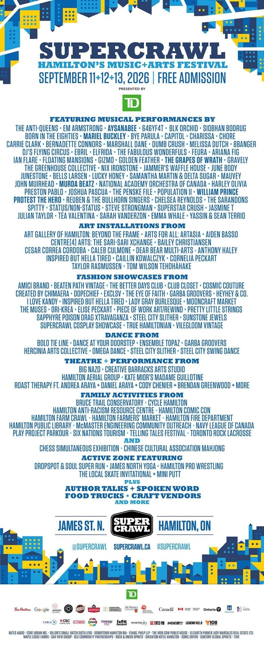 Supercrawl announces 2026 festival headliners