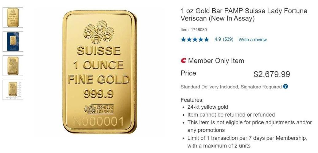 Gold bars at Costco Canada are selling out in hours