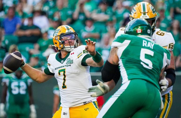 Harris throws for two TDs as Roughriders hold off Fajardo, Elks 21-18
