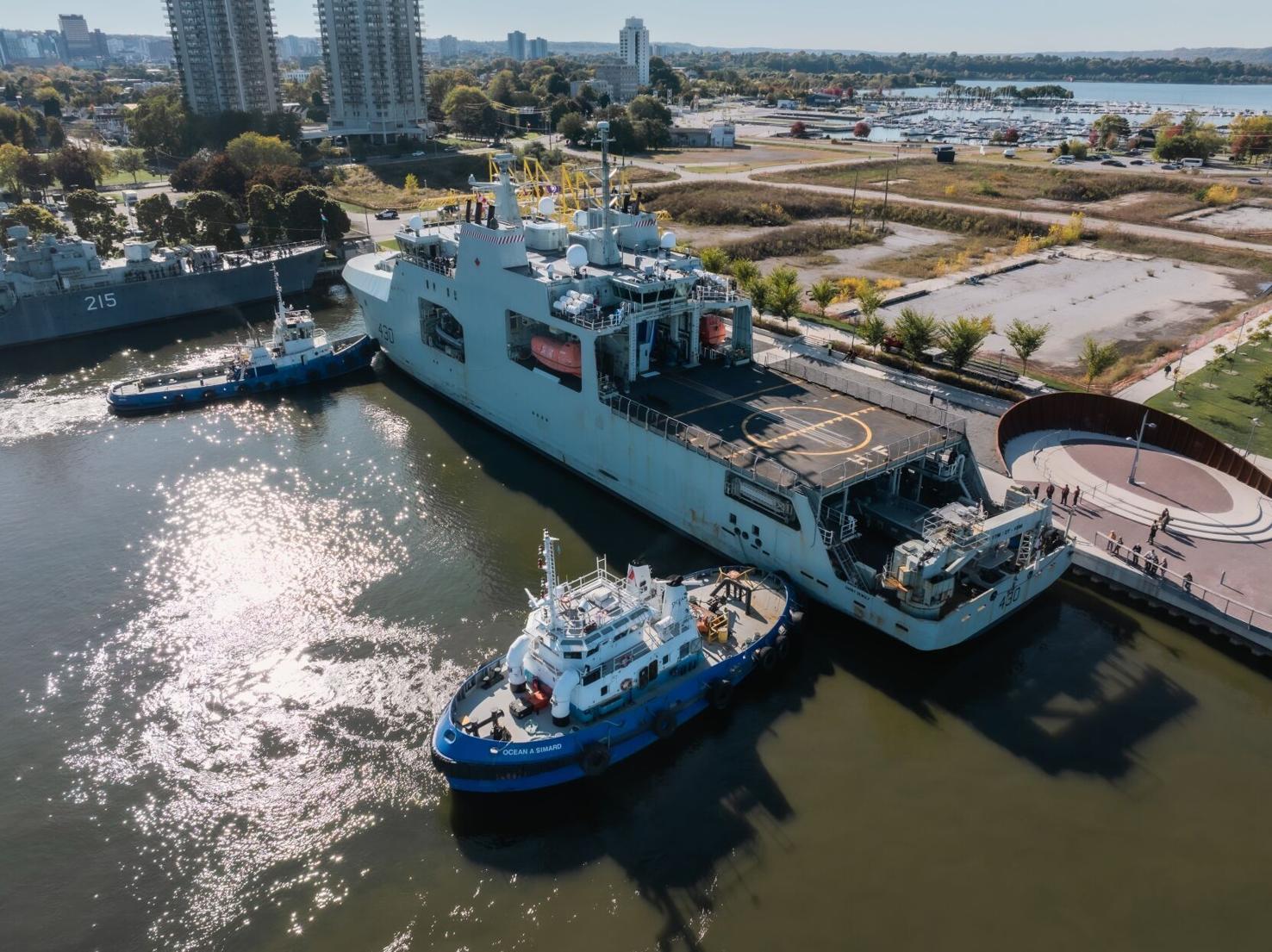 HMCS Harry DeWolf arrives in Hamilton