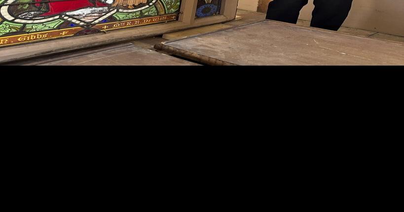 Stained glass window showing dark-skinned Jesus Christ heading to ...