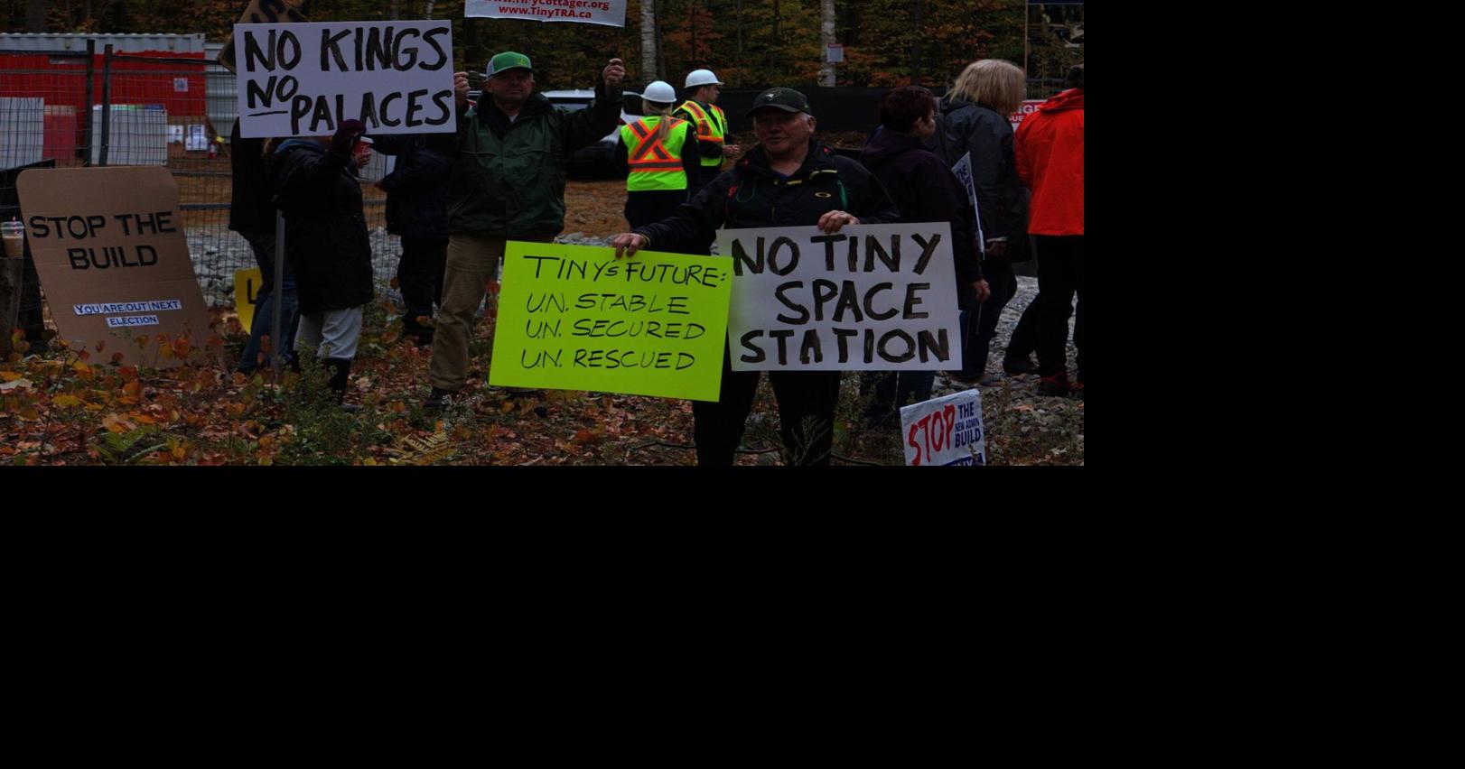 Protesters dig in outside Tiny groundbreaking ceremony