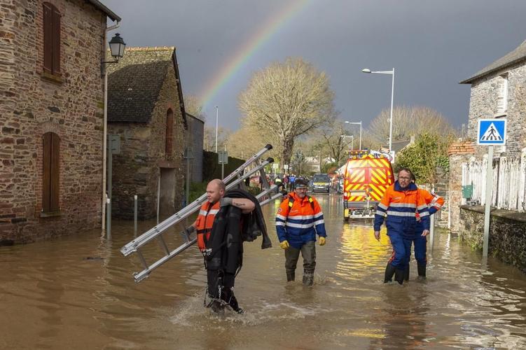 French residents rescued from flooded homes by boat as Storm Herminia ...