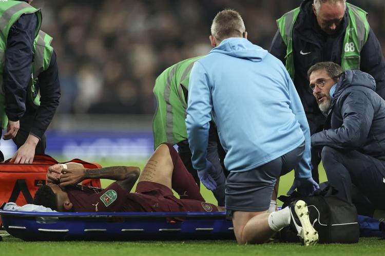 Savinho in tears while being carried off on a stretcher to add to Man ...