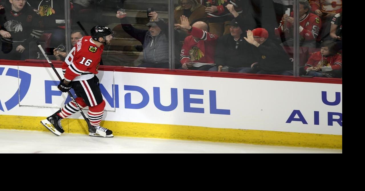 Dickinson scores twice, last-place Blackhawks smother Flames 3-1