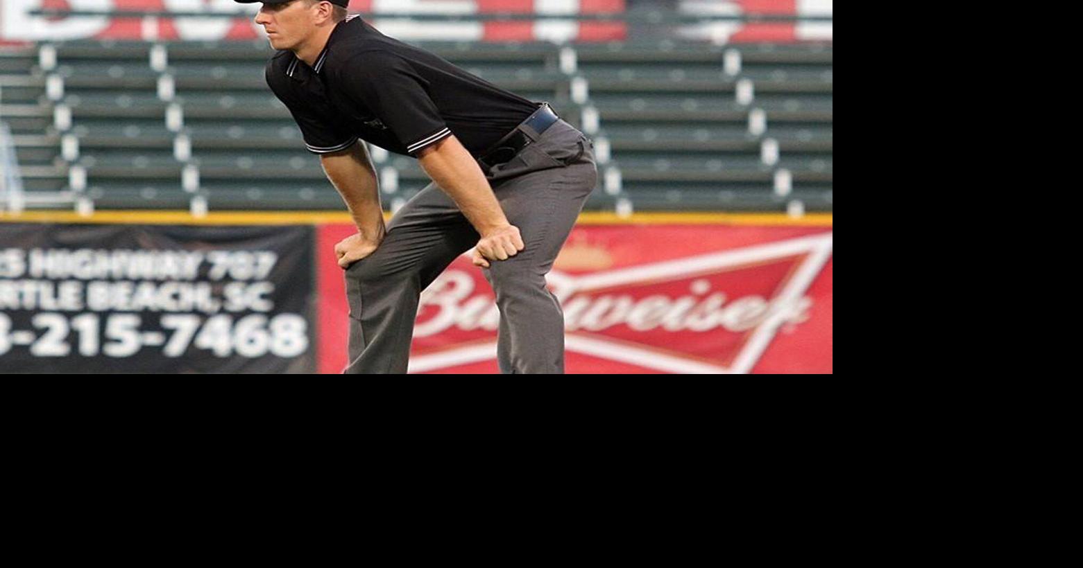 Waterdown umpire Chris Marco climbing the minor league ladder