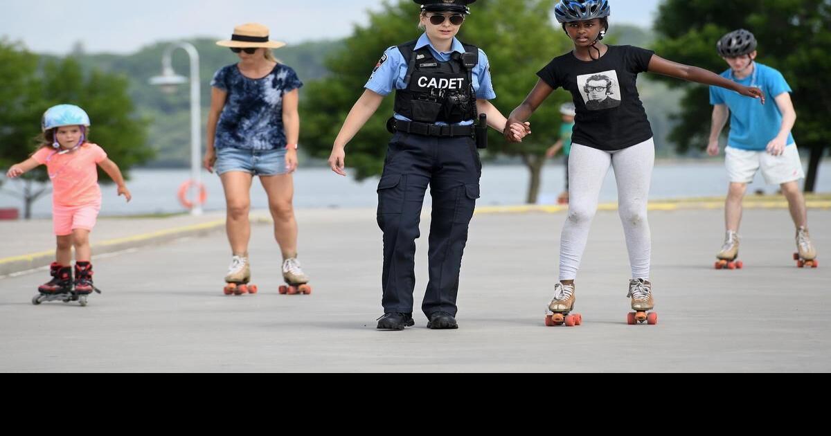 Cops and kids skate together at Pier 8