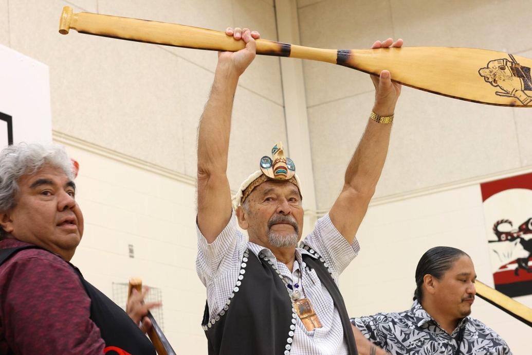 Tla-o-qui-aht gifts Haida a cedar canoe on National Indigenous Peoples Day
