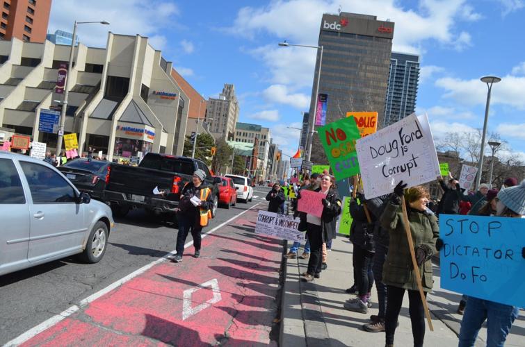 Hundreds of Hamilton protestors rally to ‘Fight Ford’