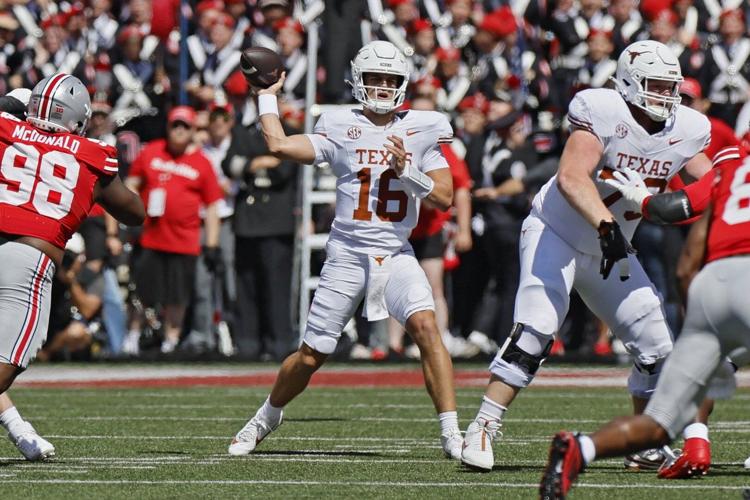 Texas' Sarkisian dismisses question about QB Arch Manning possibly ...