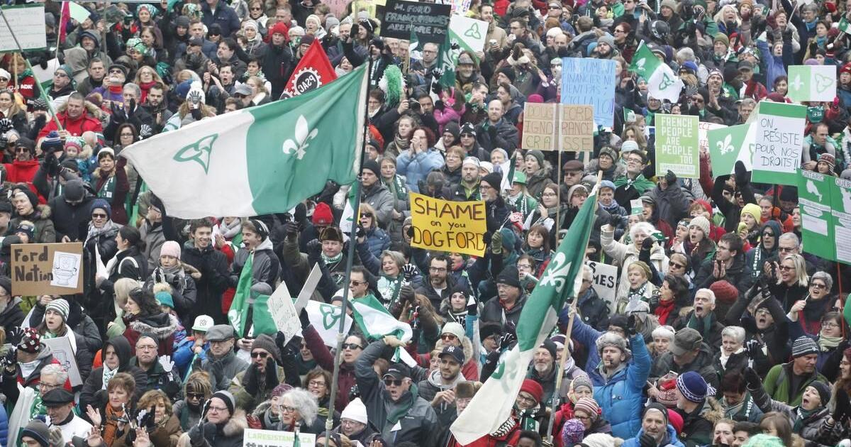 Franco-Ontarians protest Ford government cuts to services for French ...