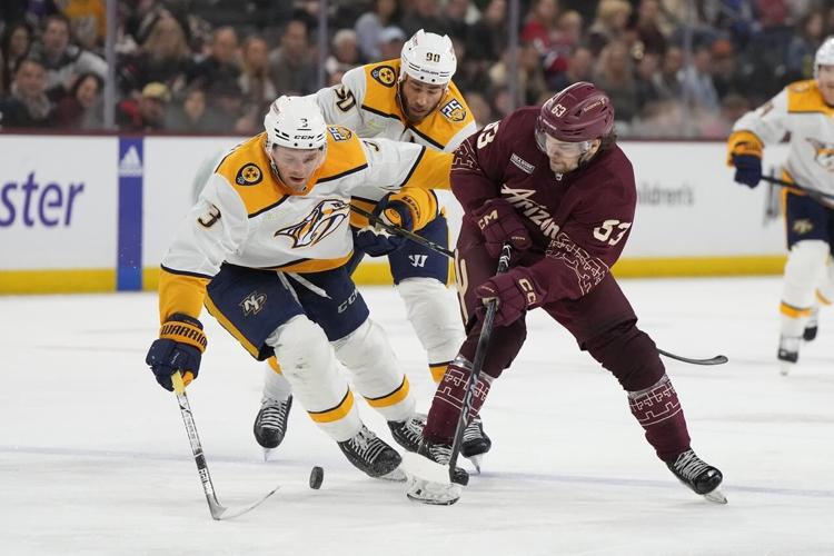 Logan Cooley has 1st NHL hat trick, Coyotes stop Predators' points ...