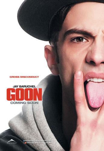 Goon movie poster stripped from city bus shelters