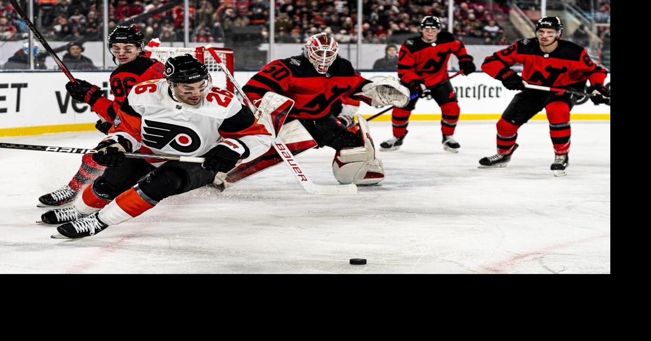 Nico Hischier scores twice as Devils beat Flyers 6-3 before 70,328 at MetLife Stadium