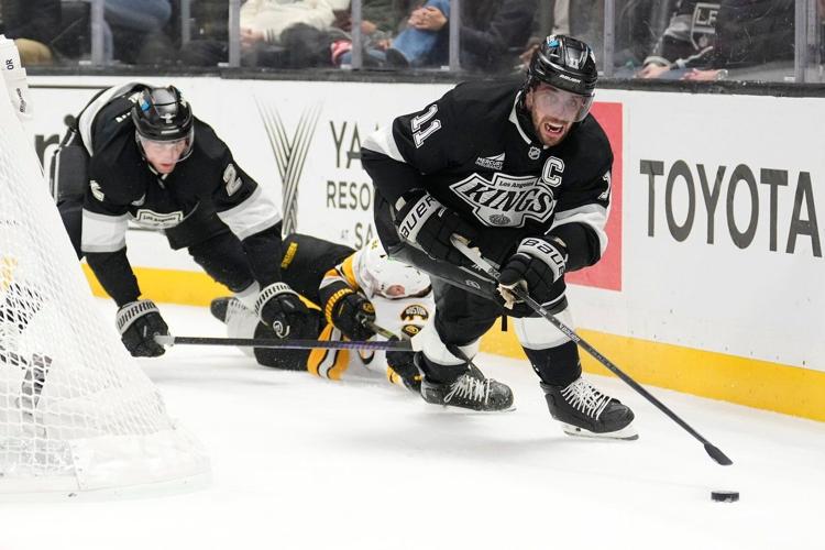 Morgan Geekie scores twice to tie for NHL goals lead, Bruins beat Kings ...