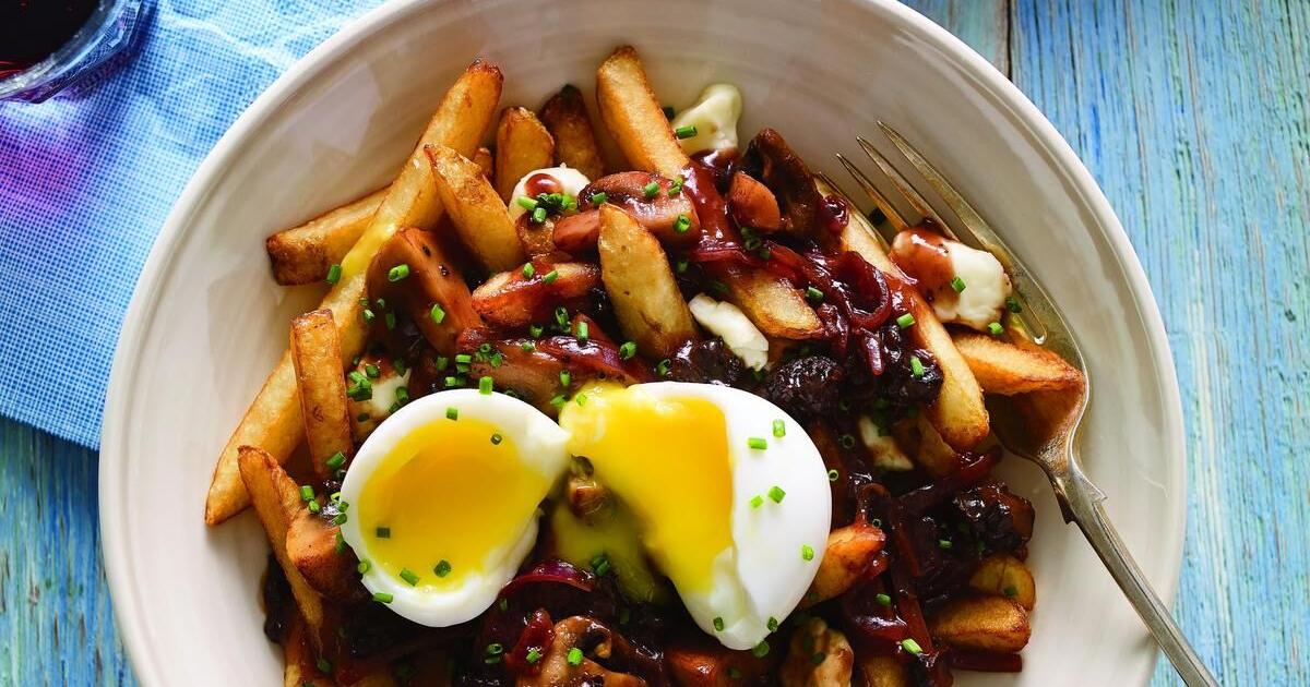 Red Wine and Mushroom Poutine With Soft-boiled Egg