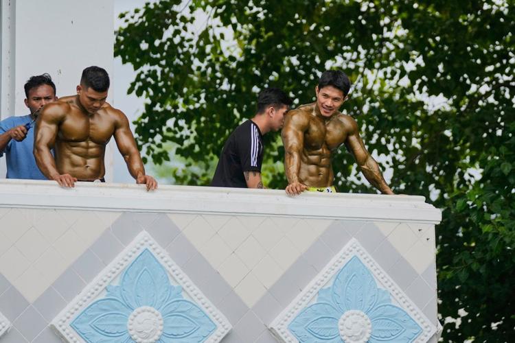Photos show a bodybuilding competition in Myanmar