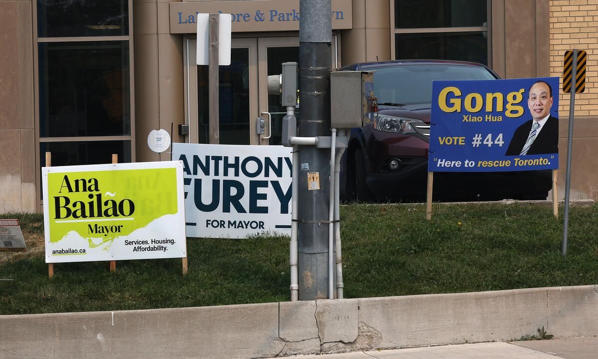 Edward Gong the mayoral candidate with signs across Toronto