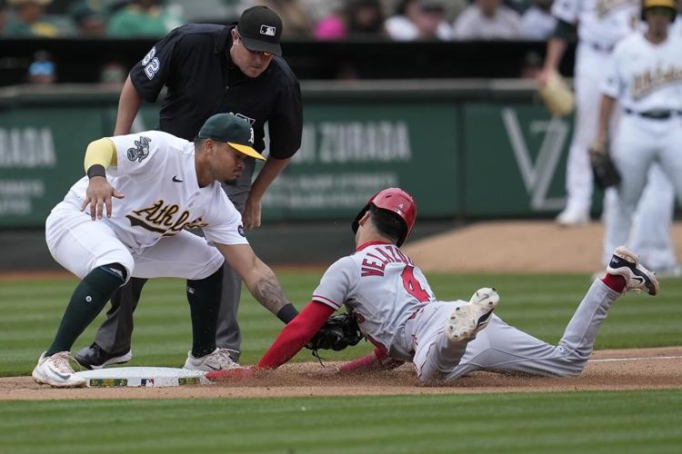Rooker's home run lifts Athletics to 2-1 win over Angels 2-1