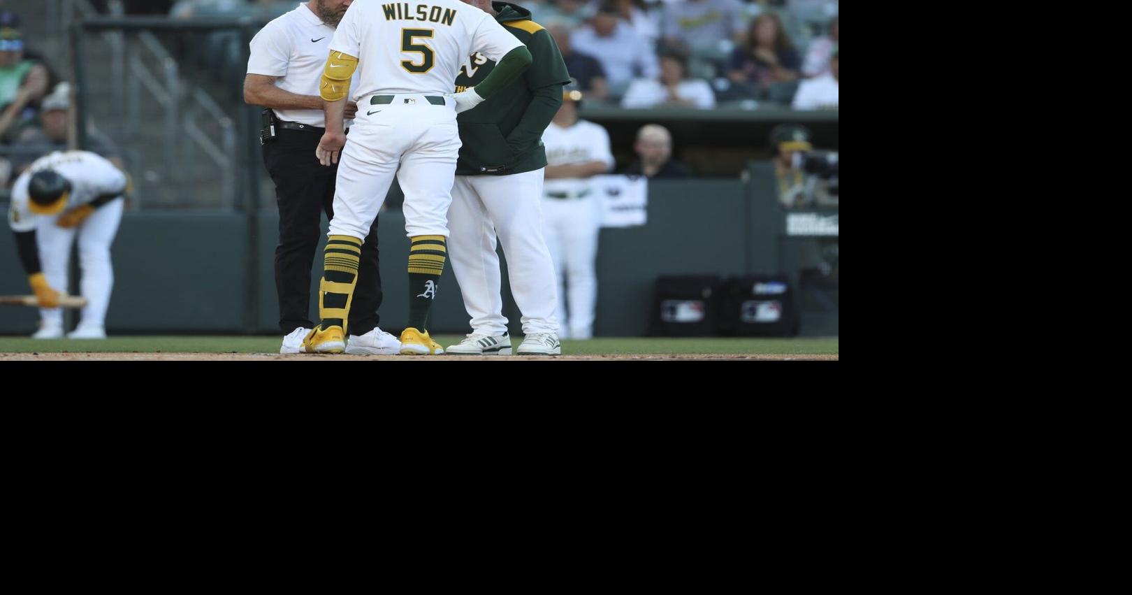 A's shortstop Jacob Wilson takes batting practice, expected to return ...