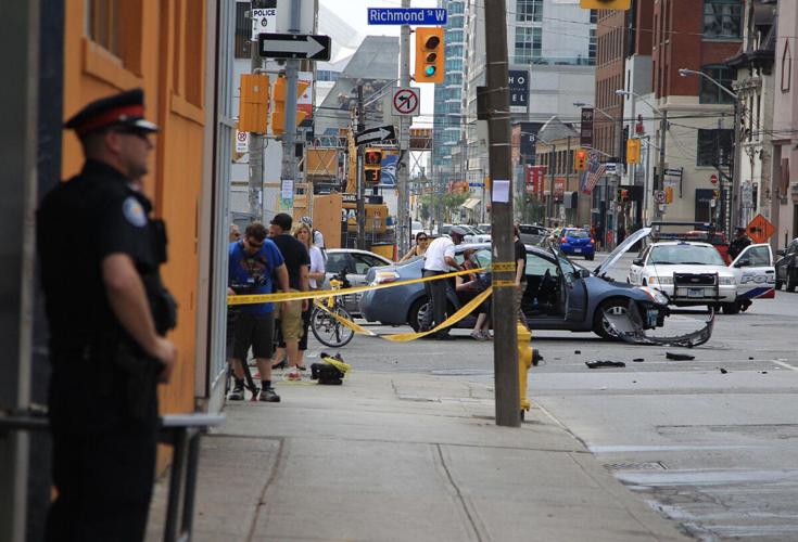 TTC bus crashes into building on Queen St. W., two injured