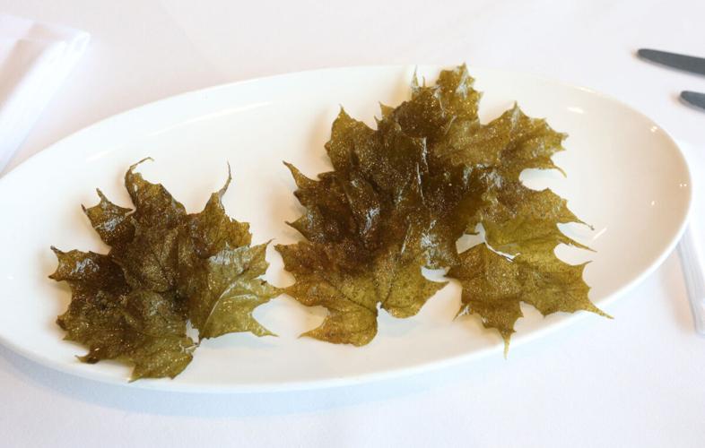 Fried maple leaves appear on Canoe restaurant's menu