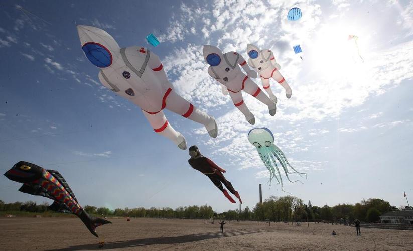 Kite-flying club members meet at Woodbine Beach