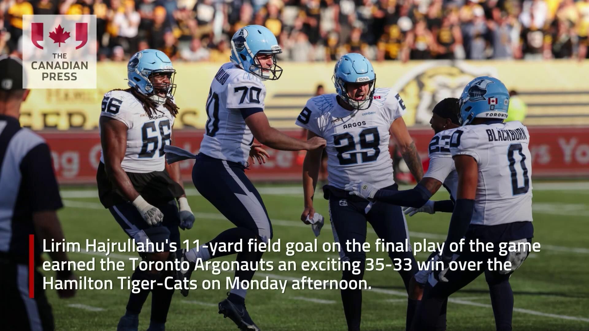 Hajrullahu's game-winning boot caps Argos' wild 35-33 Labour Day win ...