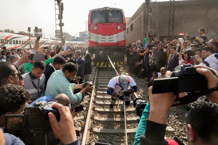 Photos of Egypt’s ‘strongman’ pulling ships, trains and cars in jaw-dropping feats