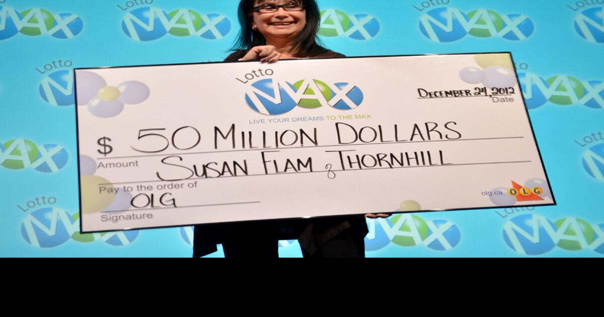 Wife, grandmother picks up $50 million Lotto Max cheque on Christmas Eve