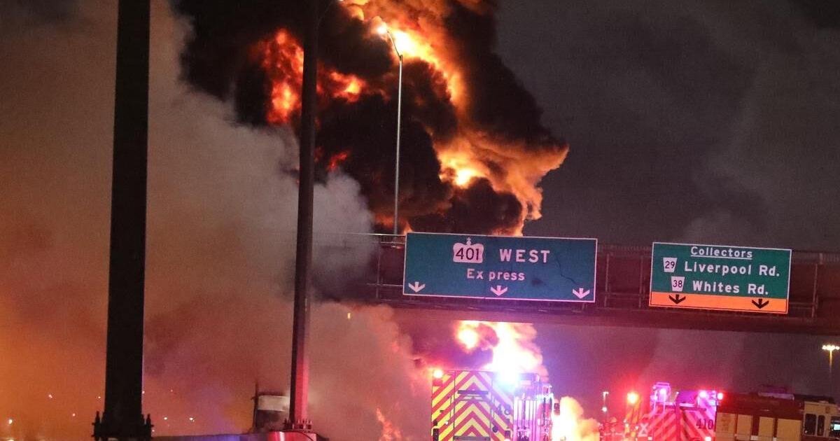 Tanker truck crashes, sparks massive fireball on Hwy 401; 2 dead
