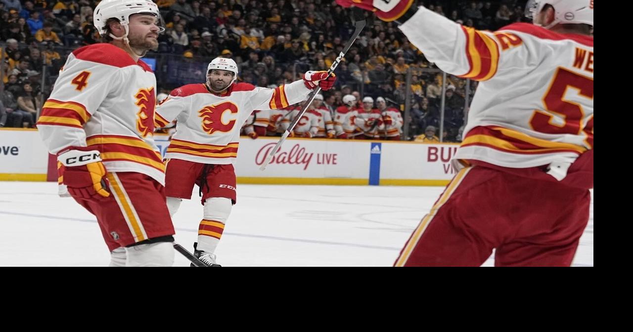 Flames score 4 goals in 1st, beat Predators 6-3 for 3rd straight win