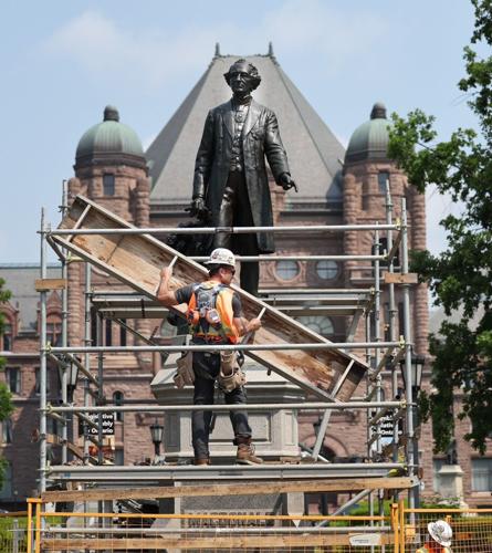 Queen’s Park statue of Sir John A. Macdonald uncovered