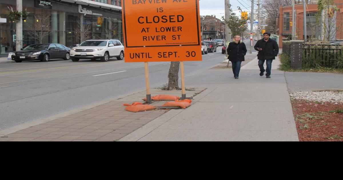 Sign that says Bayview Ave. is closed gives drivers a bum steer