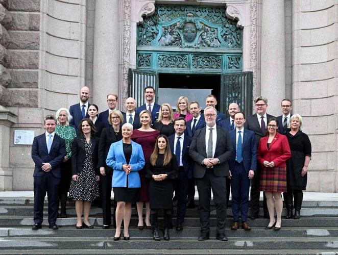 New Swedish PM presents 3-party center-right government