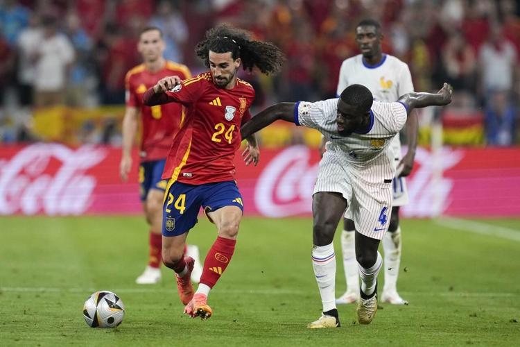 Aggrieved German supporters jeer Spain's Marc Cucurella during Euro ...