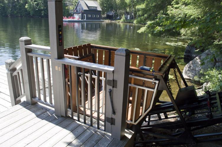 An outdoor lift at the cottage makes for an easy ride to the dock