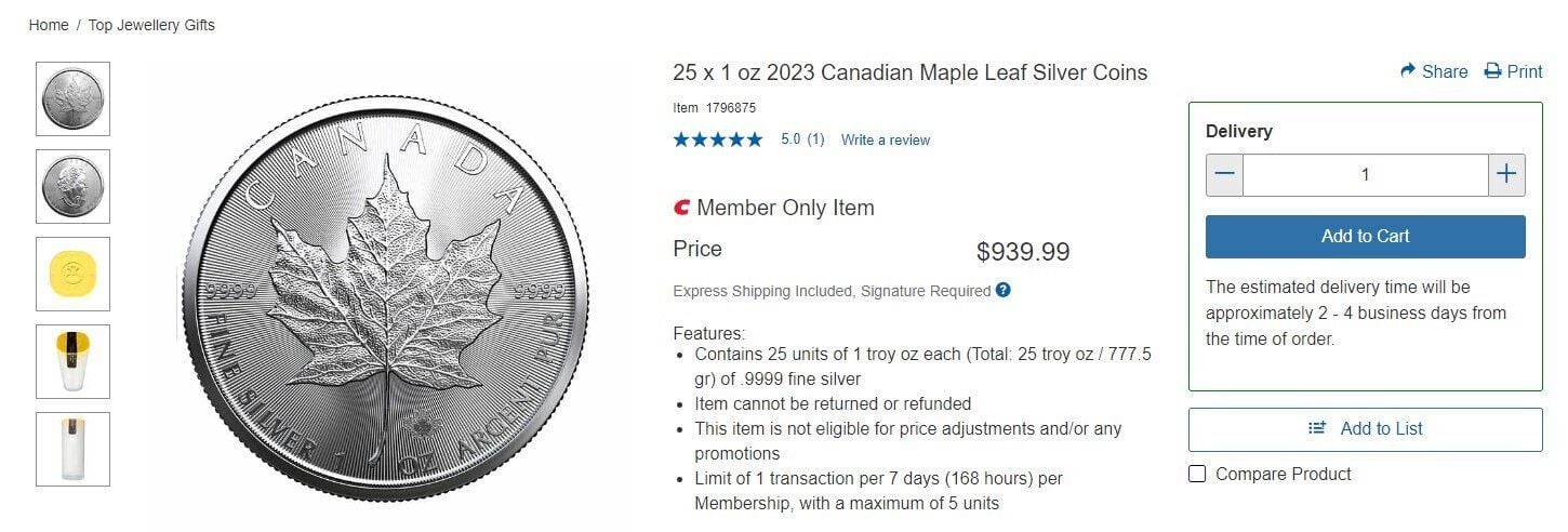 Forget Costco chicken, you can now buy Canadian silver coins